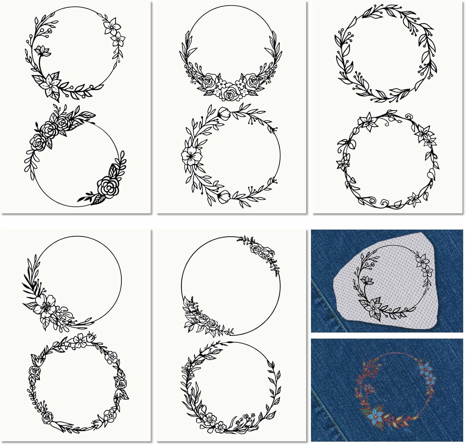 5 Sheets Wreath Leaf Water Soluble Embroidery Stabilizers Hand Sewing ...