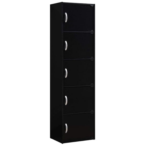 5-Shelf, 5-Door Bookcase in Black - Walmart.com