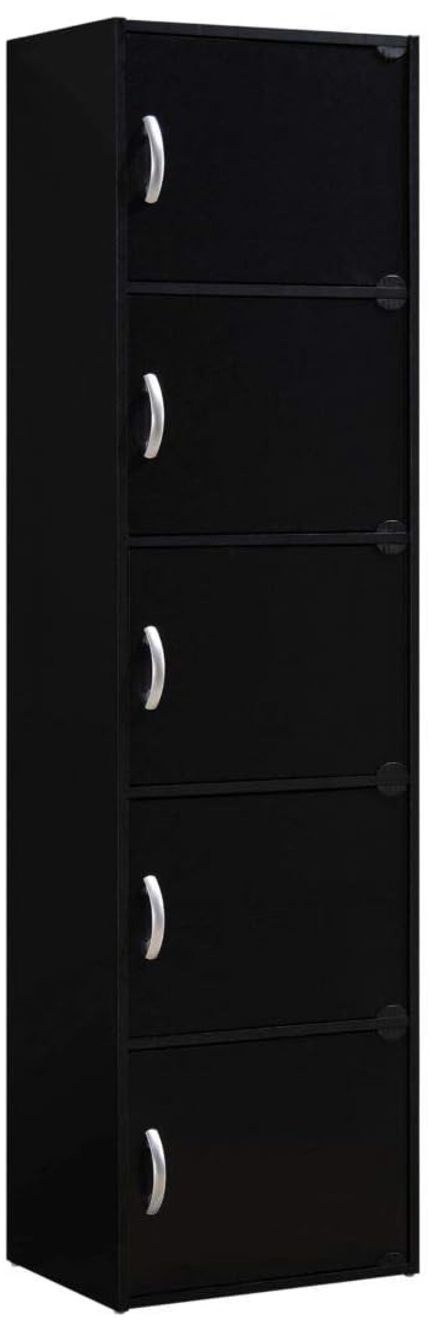 5 Shelf 59 Inch Tall Wooden Enclosed Organization Storage Bookcase ...