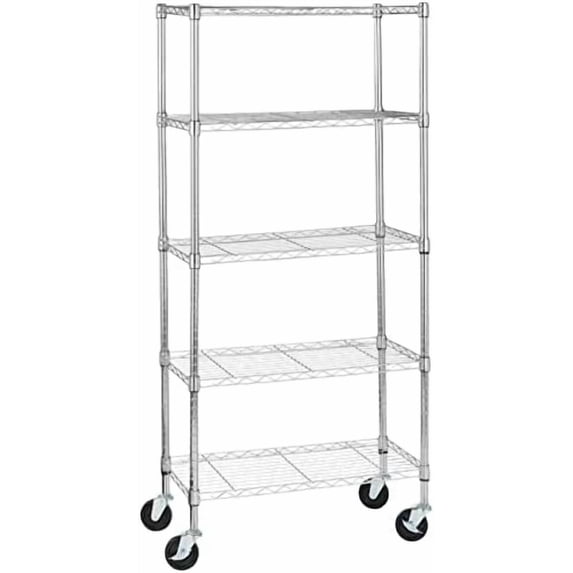 5-Shelf Adjustable, Heavy Duty Storage Shelving Unit on 4'' Wheel ...