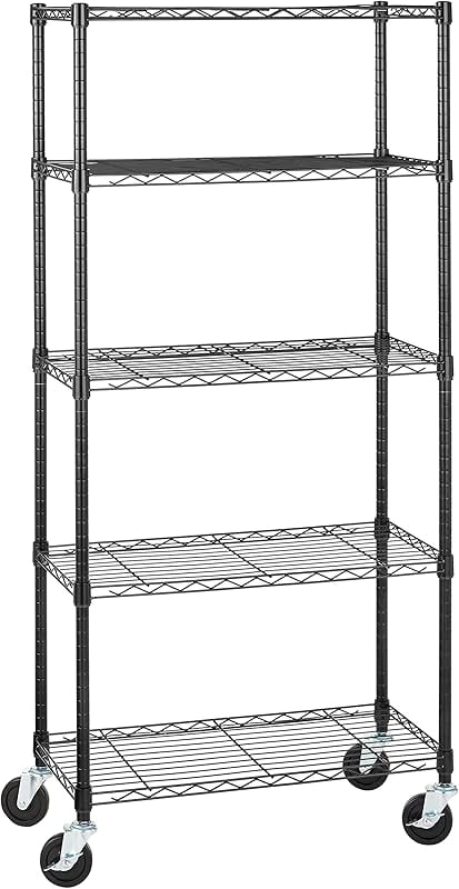 5-Shelf Adjustable, Heavy Duty Storage Shelving Unit on 4'' Wheel ...