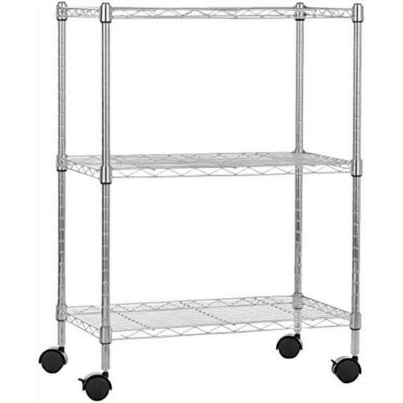5-Shelf Adjustable, Heavy Duty Storage Shelving Unit on 4'' Wheel Casters, Metal Organizer Wire ...