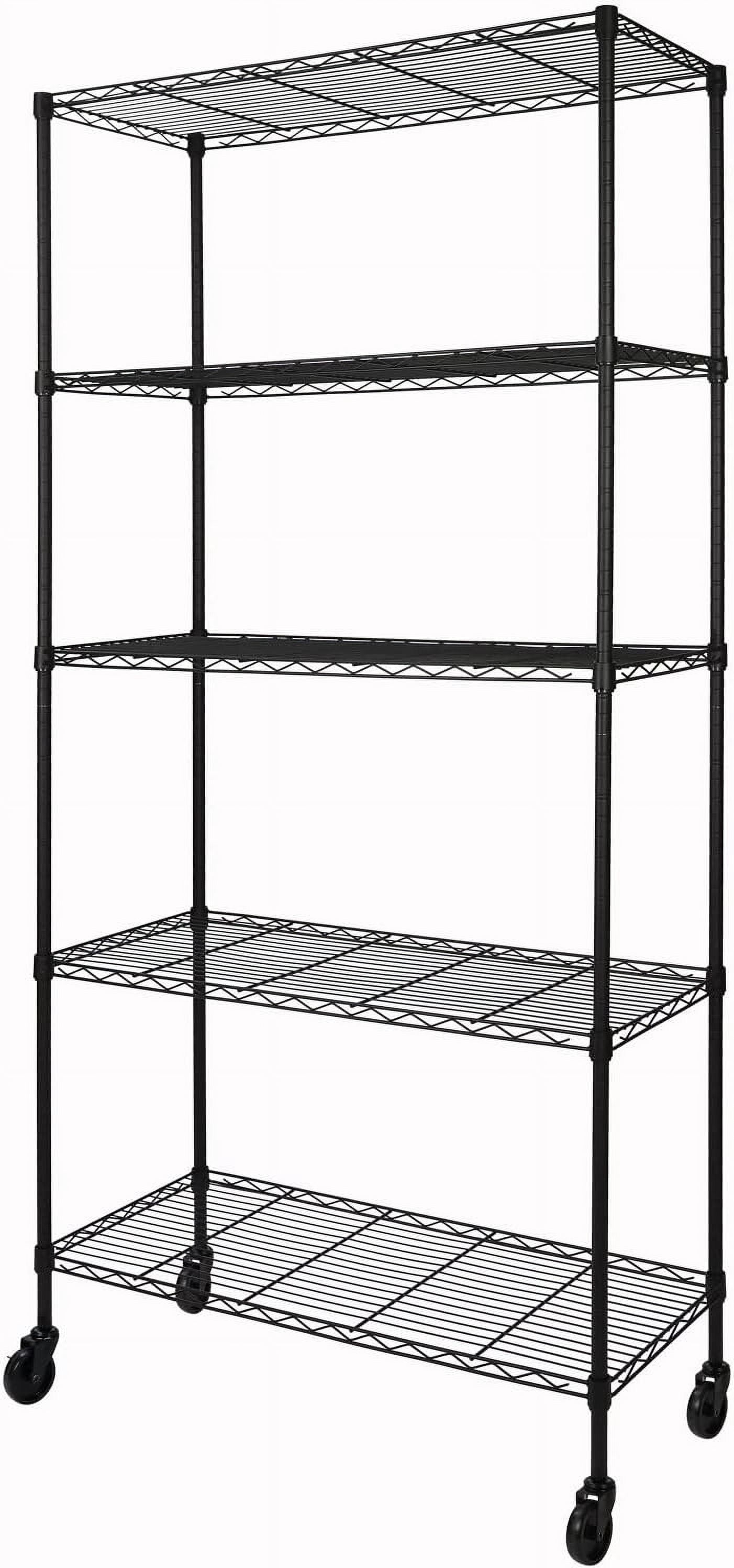 5-Shelf Adjustable Heavy Duty Storage Shelving Unit on 4 Wheel Casters ...