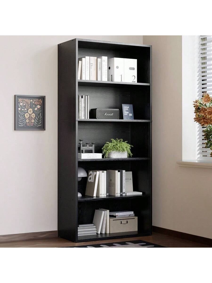 5 Shelf Bookcase, 53 Inch Tall Open Industrial Standing Bookshelf Large ...