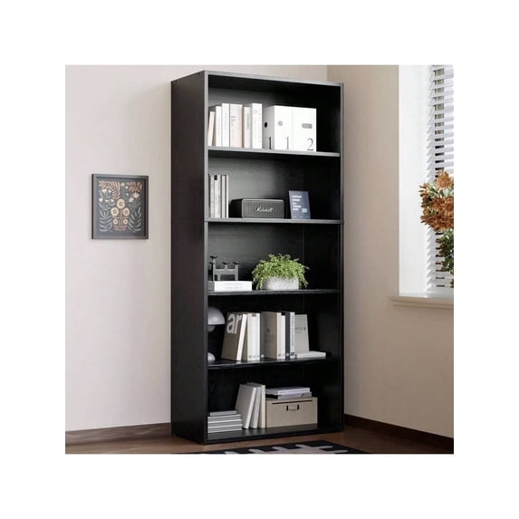 5 Shelf Bookcase, 53 Inch Tall Open Industrial Standing Bookshelf Large ...