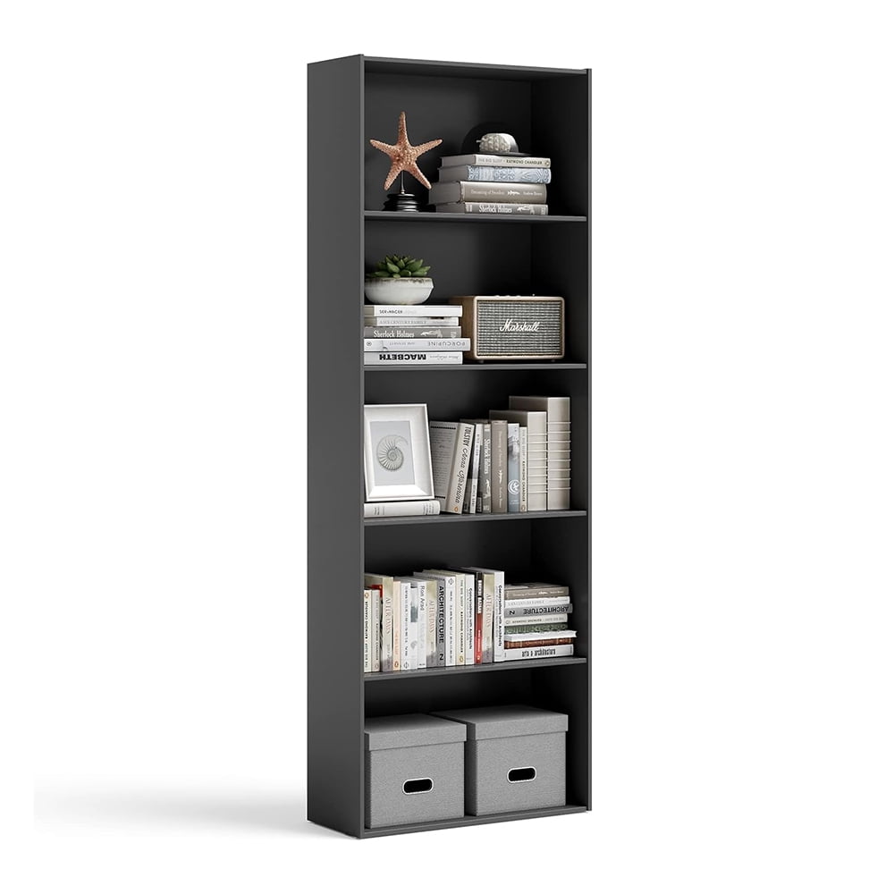 5-Shelf Bookcase, Multi-Functional Wood Storage Display Open Bookshelf ...