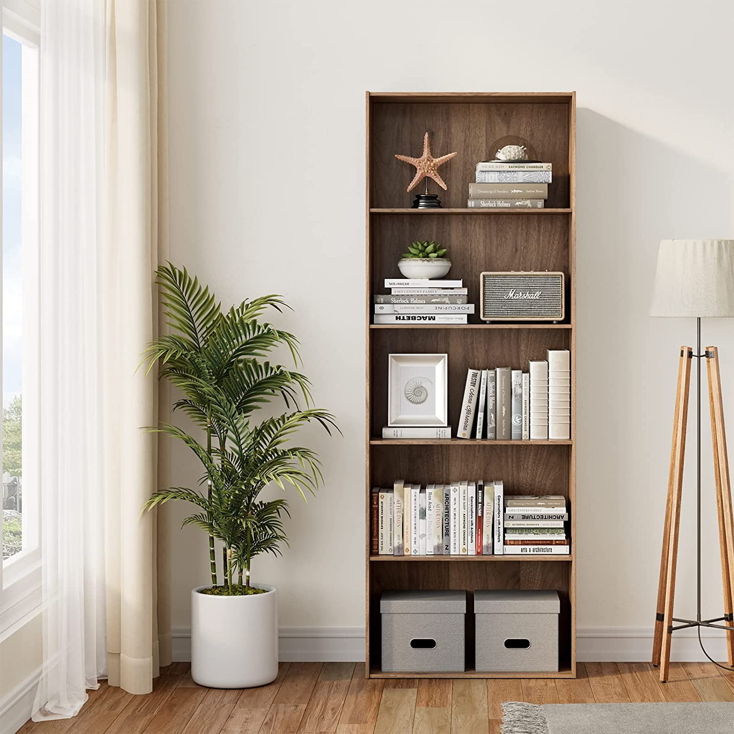 5 Shelf Bookcase, Tall Bookshelves and Bookcases, Vertical Bookshelf ...