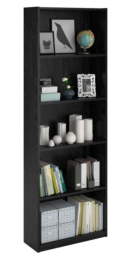 5-Shelf Bookcase in Black Ebony Ash Finish - Walmart.com