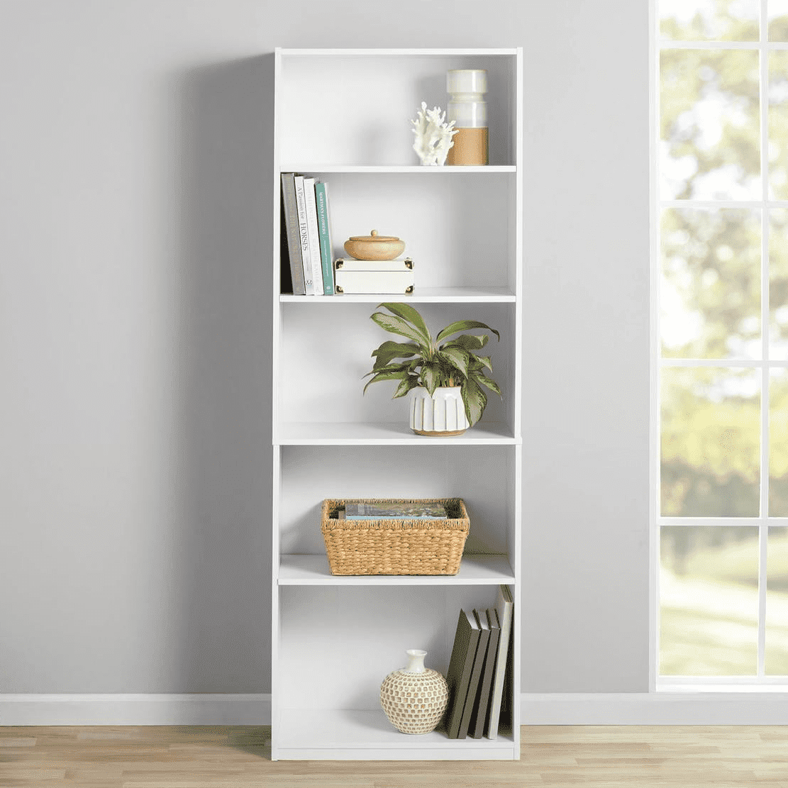 5-Shelf Bookcase with Adjustable Shelves, True Black Oak - Walmart.com