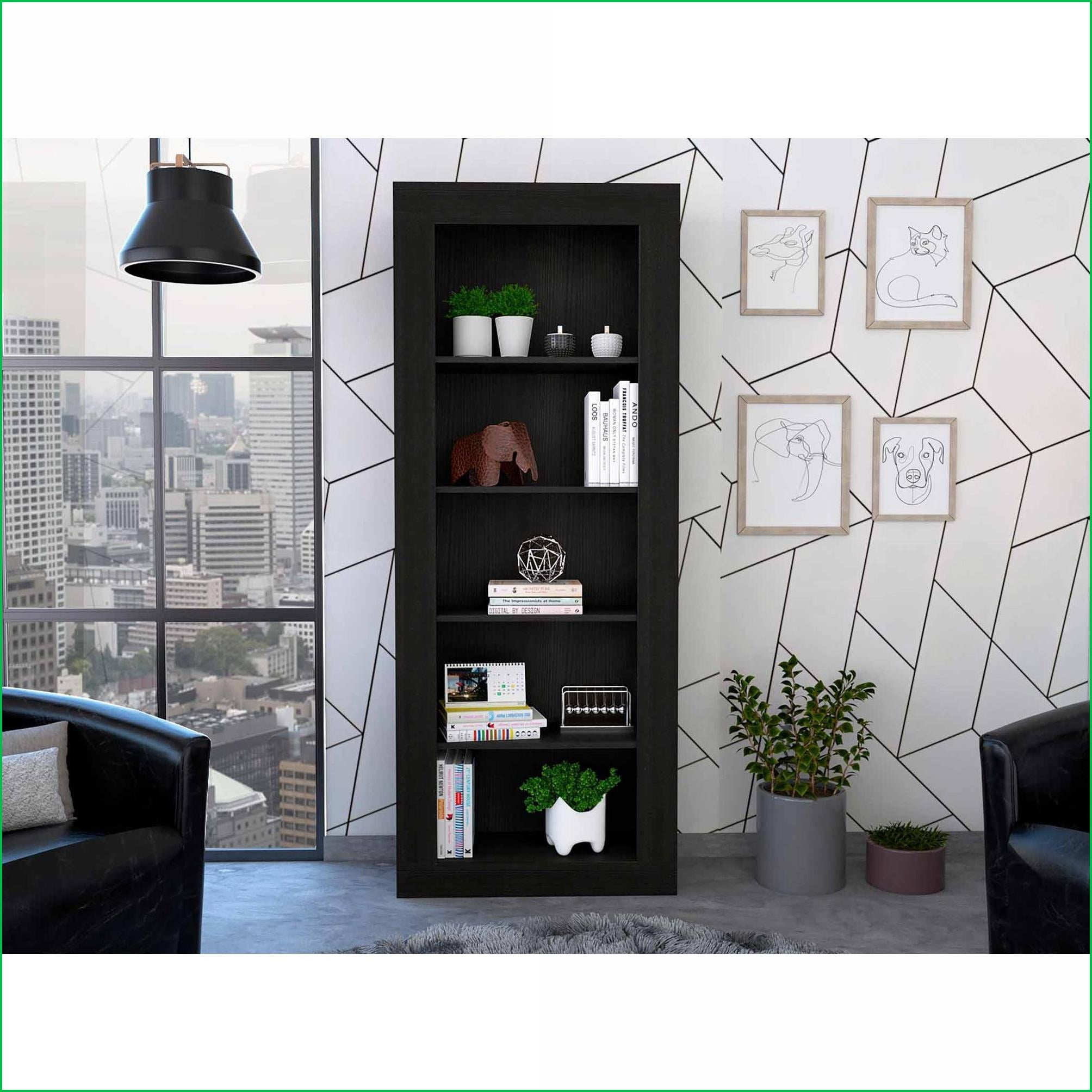 5-Shelf Contemporary Bookcase with Open Shelves | Wenge | Engineered ...