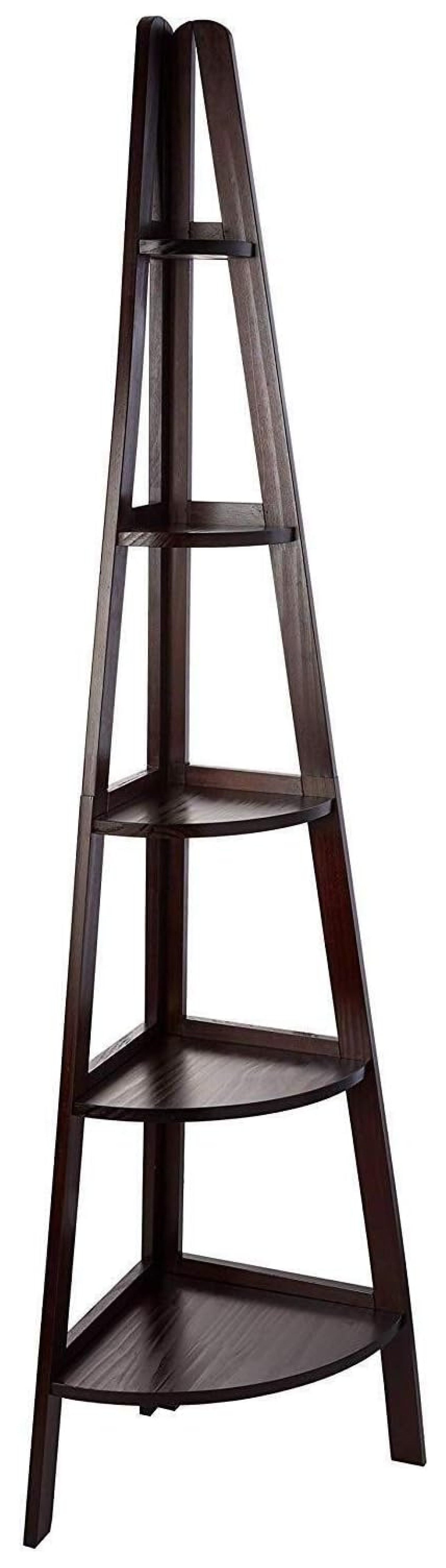 5-Shelf Corner Ladder Bookcase, Espresso 72"H - Walmart.com