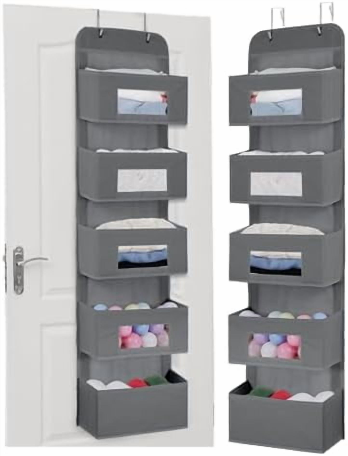 5-Shelf Over The Door Hanging Organizer with 2 Metal Hooks, 5 Pocket ...