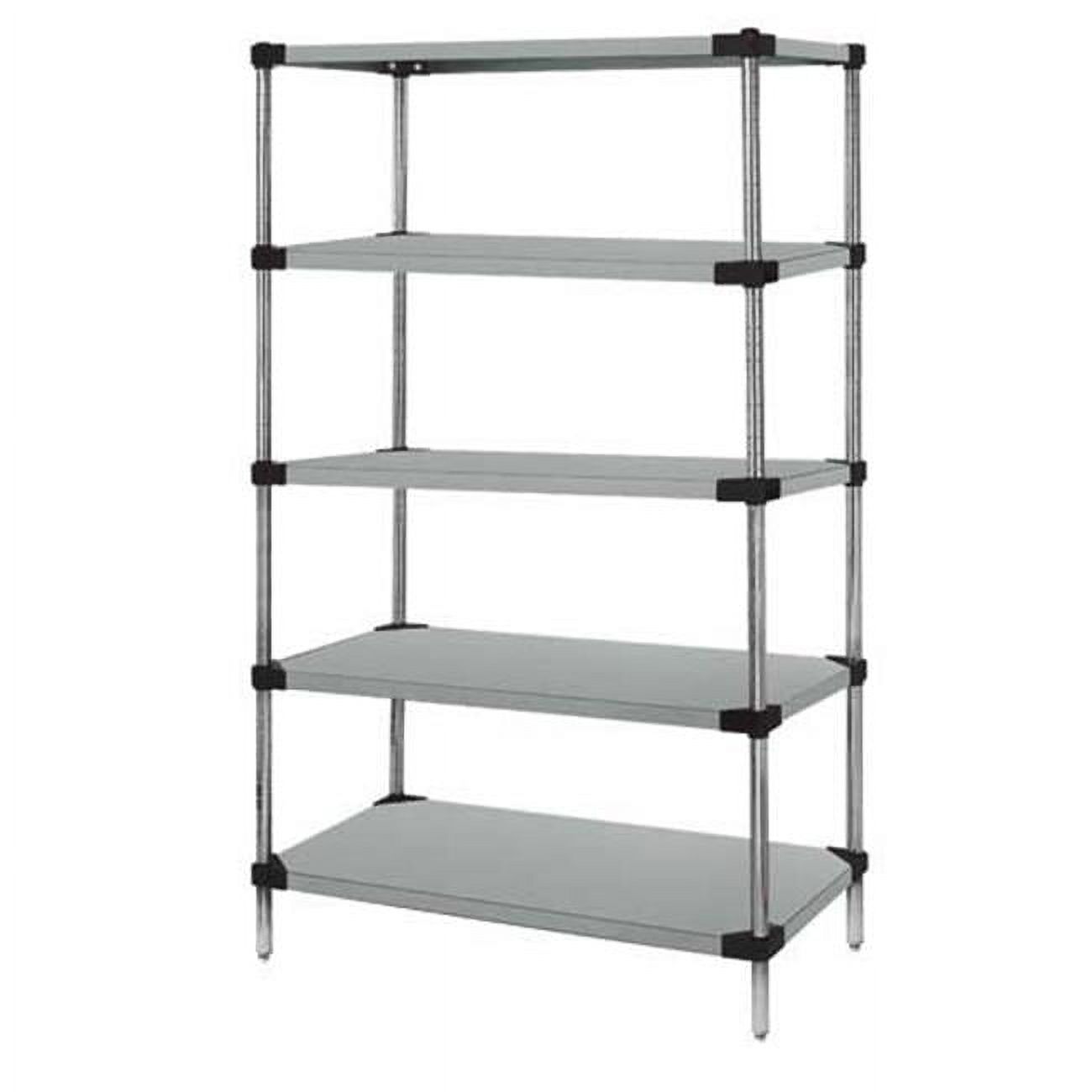 5-Shelf Galvanized Steel Solid Shelving Unit, 21 x 48 x 54 in ...