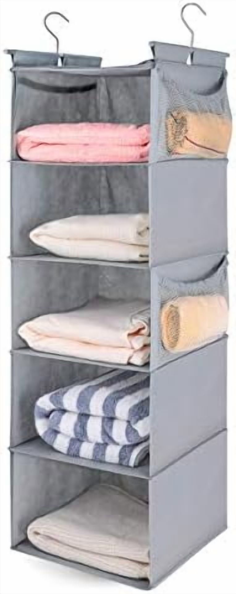 5 Shelf Hanging Closet Organizer,Space Saver, Closet Hanging Shelves ...