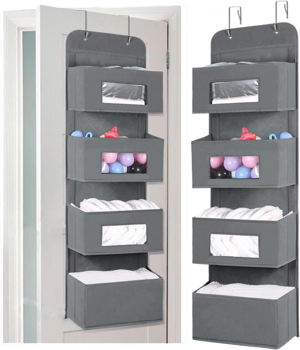 5 Shelf Hanging Closet Organizer, Space Saver, Cloth Hanging Shelves ...