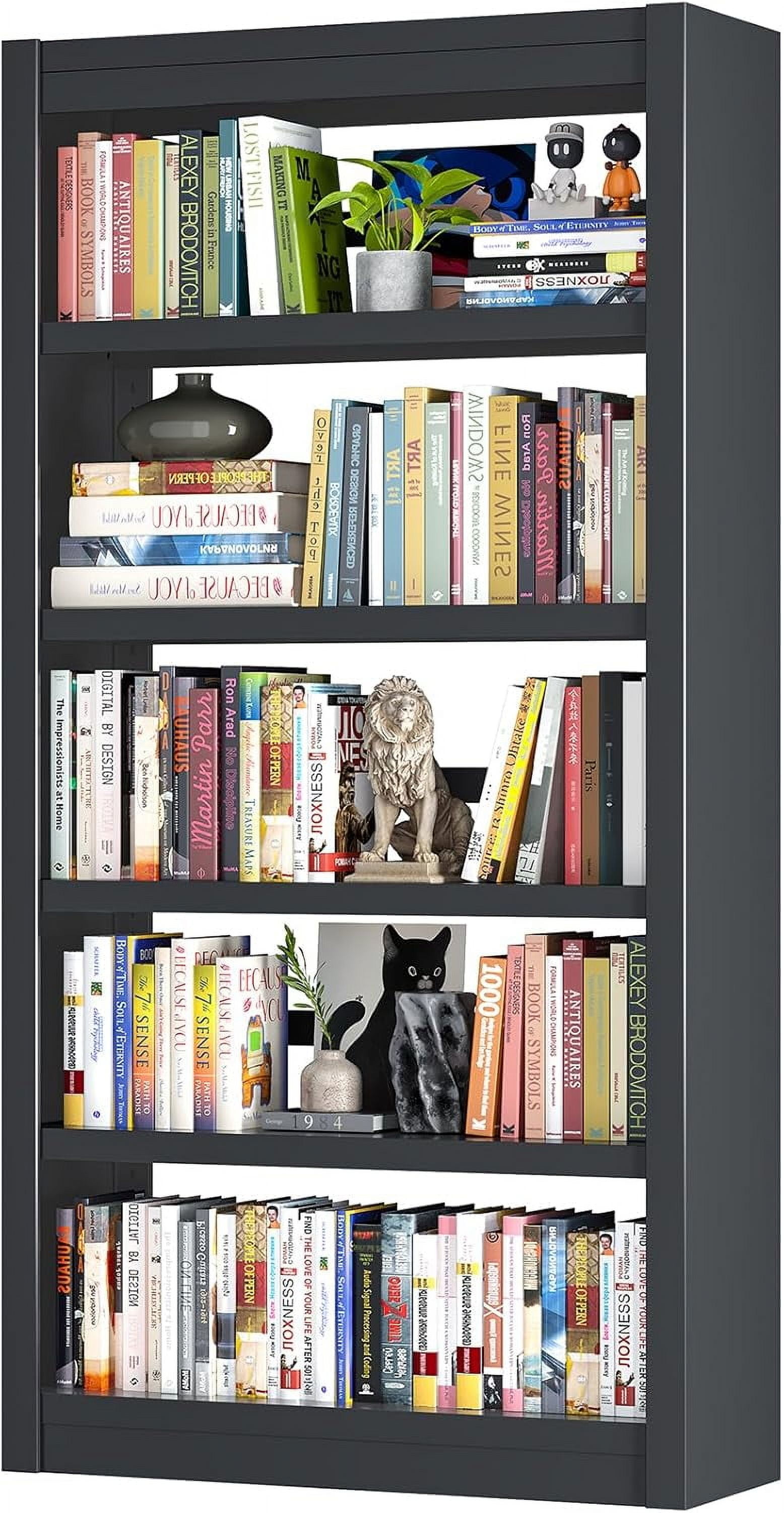 5-Shelf Heavy Duty Metal Bookcase, Adjustable Bookshelf with Large ...