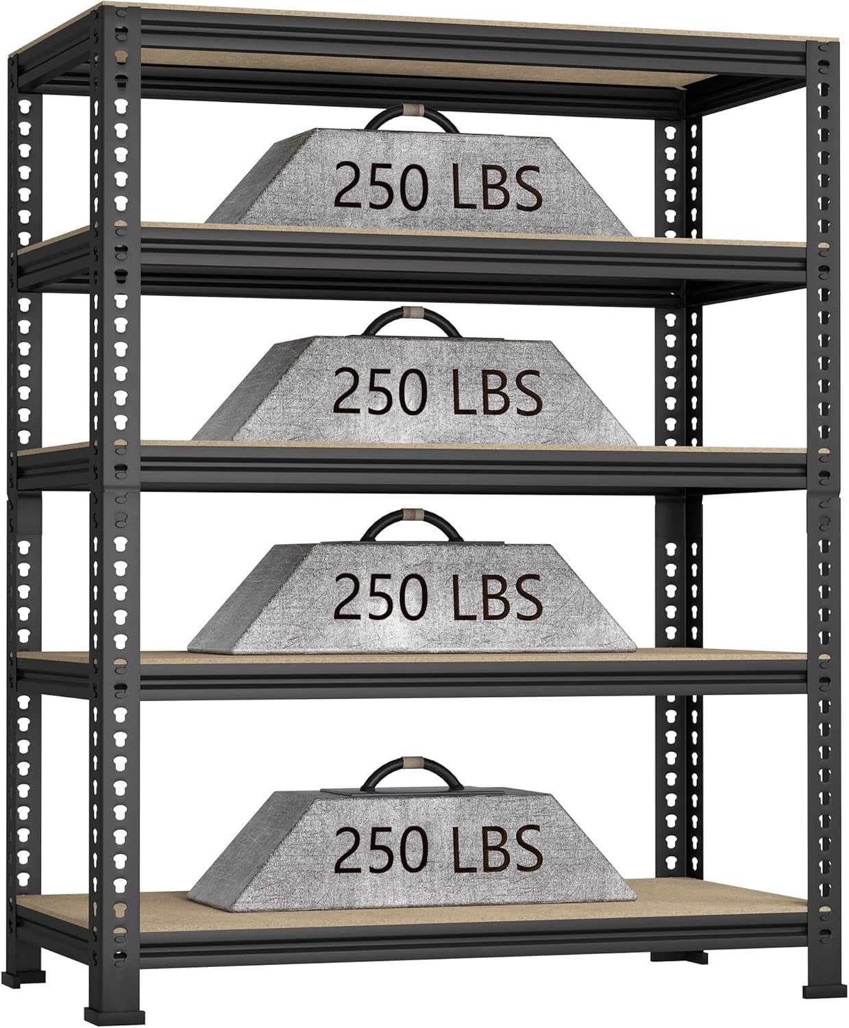 5-Shelf Heavy Duty Shelving - Adjustable Garage Storage Shelves, Metal ...