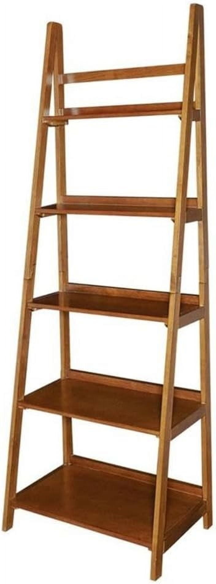 5 Shelf Ladder Bookcase in Warm Brown - Walmart.com