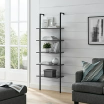 Ktaxon 5-Shelf Bookcase, Industrial Tall Open Furniture, White Metal ...