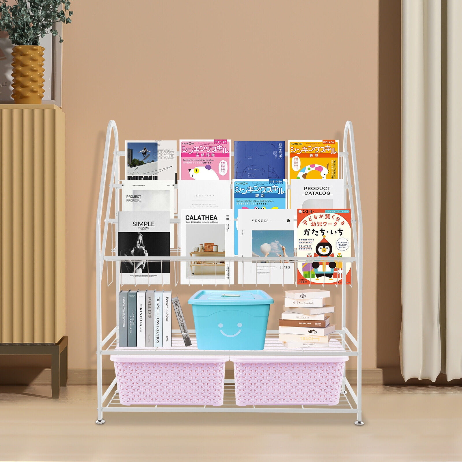 5-Shelf Large Bookcase, Vertical Bookshelf, Large Capacity Books Toys ...