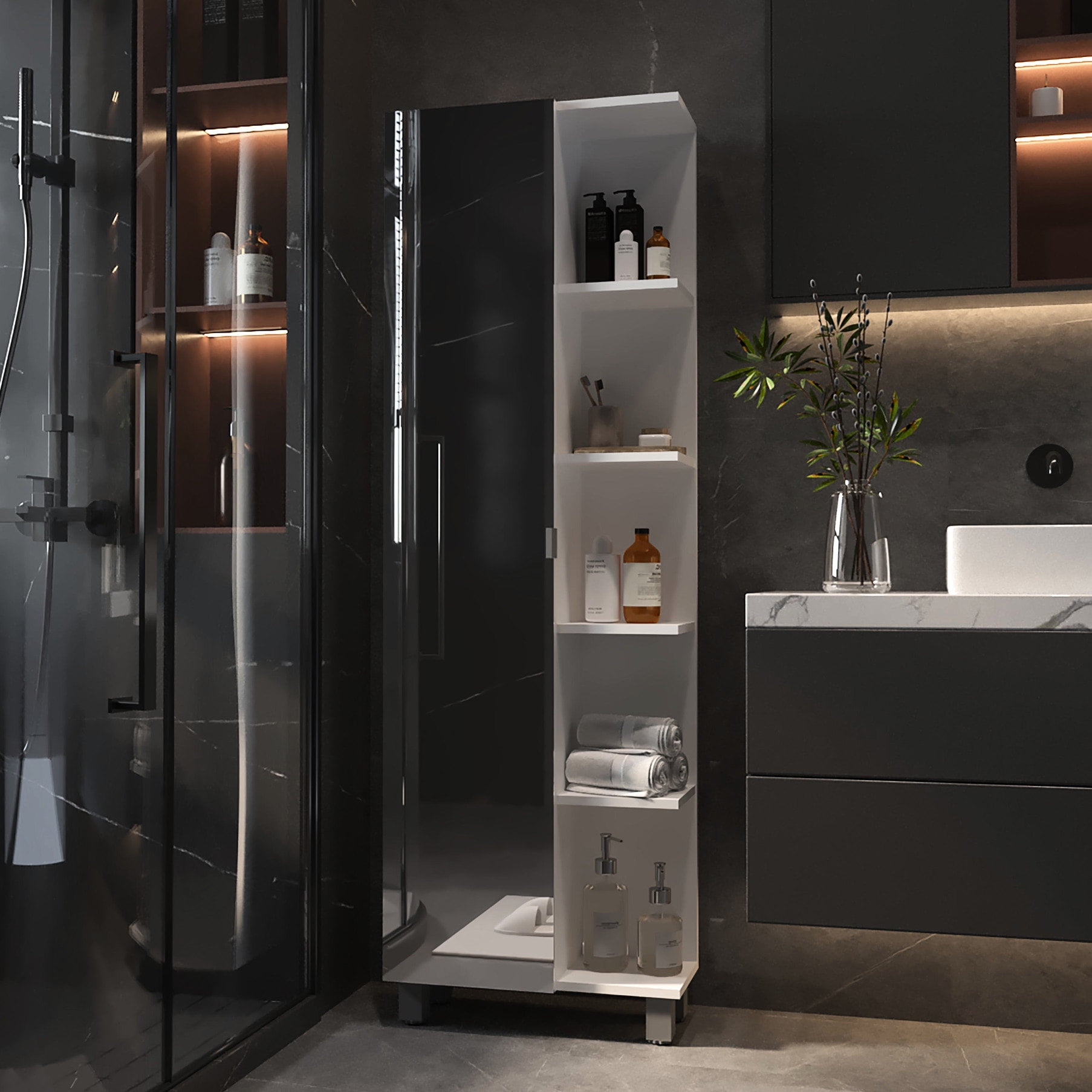 5 - Shelf Linen Storage | Store Bathroom Products in Master Bath | Made ...