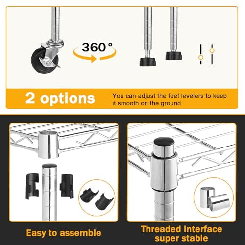 5-Shelf Metal Shelving Adjustable 1250Lbs Capacity, Storage Shelves for ...