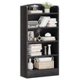 5-Shelf Multi-Functional Modern Wood Bookcase with Curved Design, Dust ...