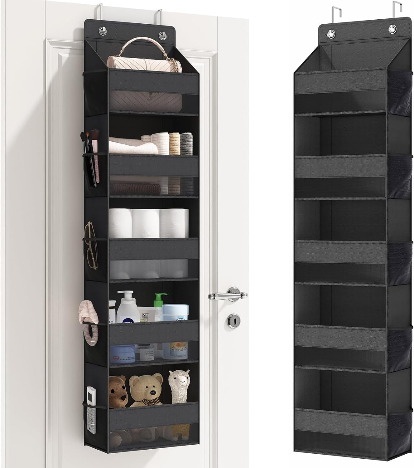 5-Shelf Over-Door Organizer with 15 Pockets - Black Storage for Pantry ...