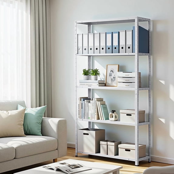 5-Shelf Shelving, Storage Shelves Metal Bookshelves for Storage ...