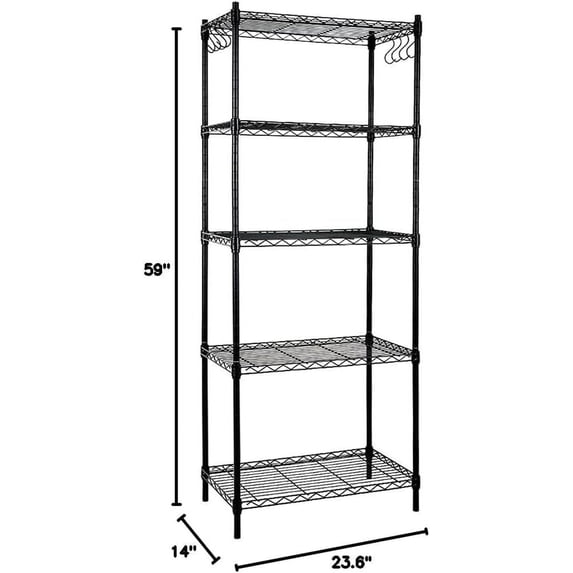 5-Shelf Shelving Unit with Shelf Liners Set of 5, NSF Certified ...