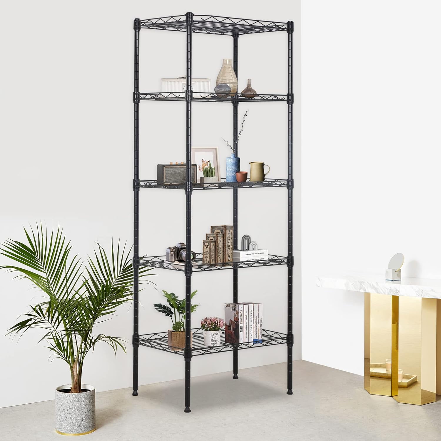 5 Shelf Storage Unit Wire Shelving Unit Metal Shelf Organizer Heavy ...