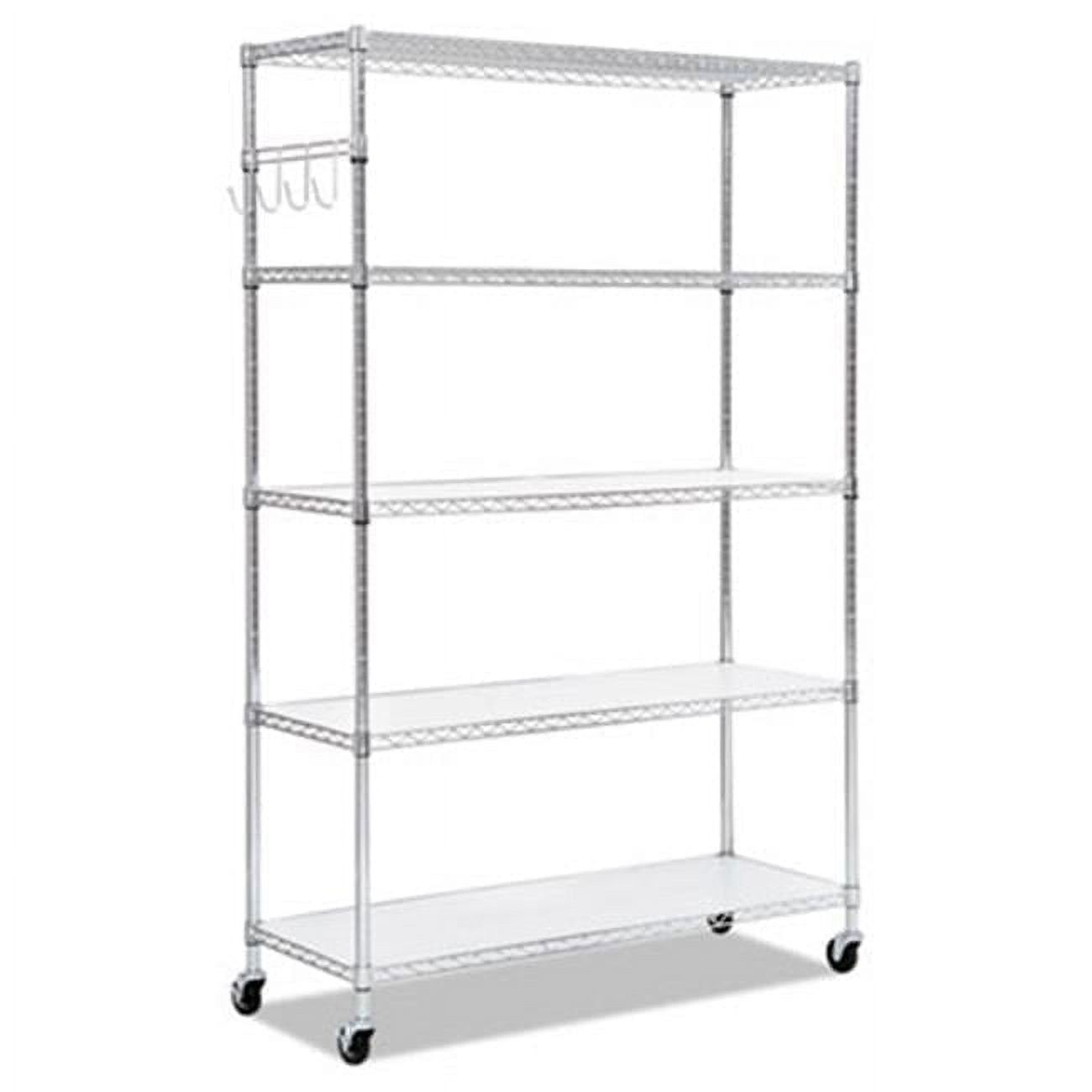 5-Shelf Wire Shelving Kit with Casters & Shelf Liners, 72 x 48 x 18 in ...