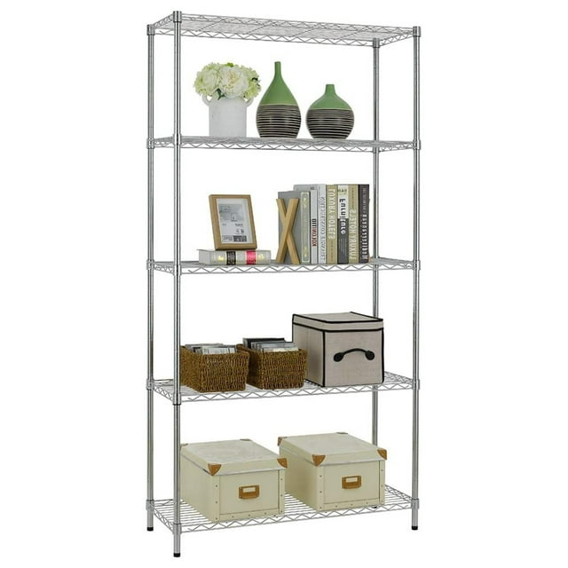 5 Shelf Wire Shelving Unit Garage NSF Wire Shelf Metal Large Storage ...