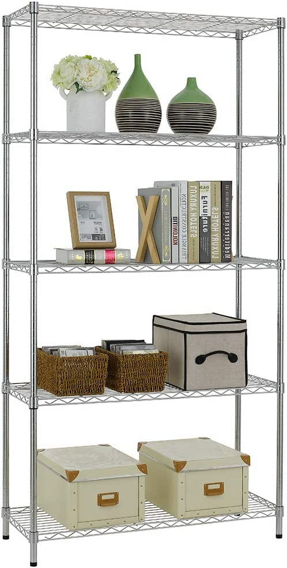 5 Shelf Wire Shelving Unit Garage NSF Wire Shelf Metal Large Storage Shelves Heavy Duty Height ...