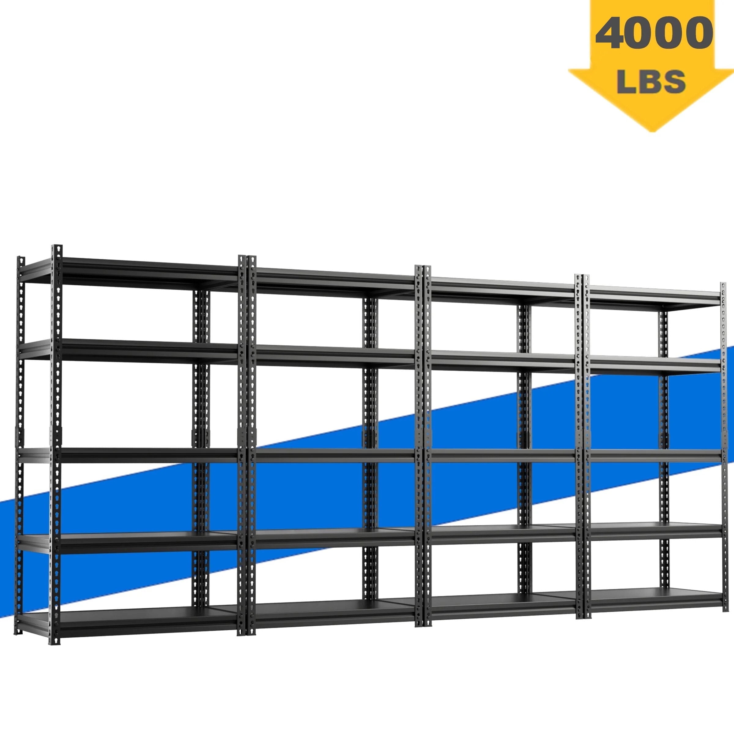 5 Shelves Adjustable Storage Black Shelves, 72" Tall Metal Shelving ...