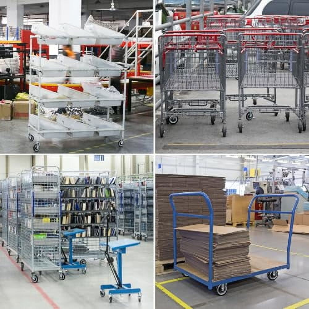 5" Shopping Cart Wheel Replacement Kit, Polyurethane Casters 3/8" Axle ...