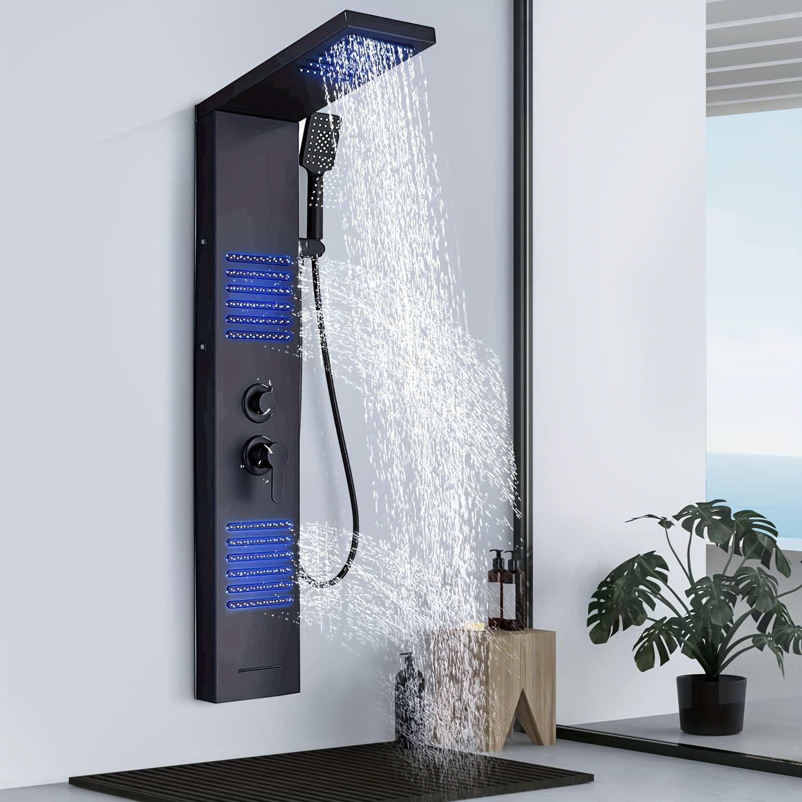 5 Shower Modes Stainless Steel Shower Panel Tower System | Wall-Mounted ...