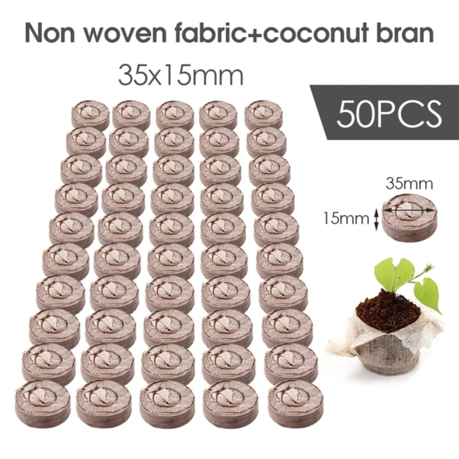 5 Sizes 10/20/50pcs Nursery Block Peat Pellets Green Thumb Seedling ...