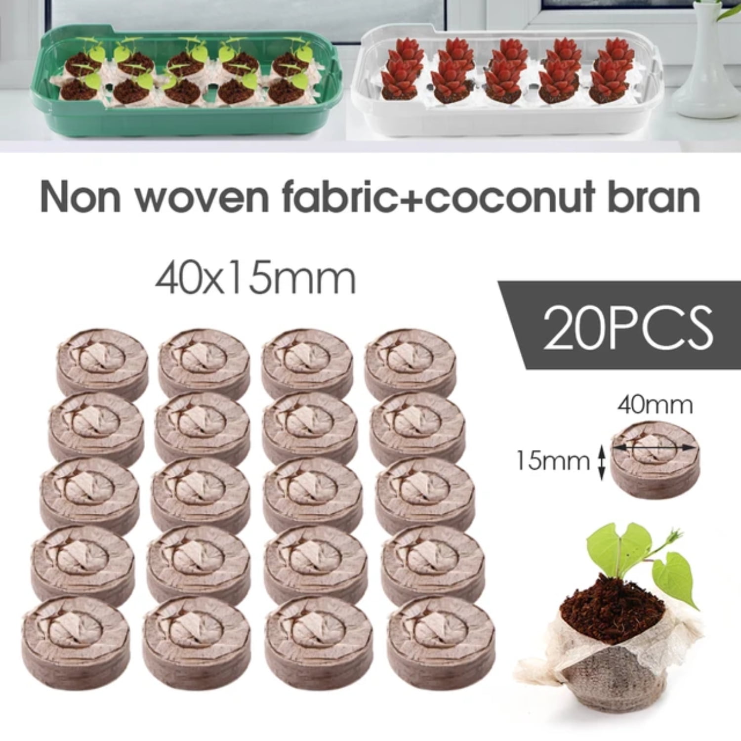 5 Sizes 10/20/50pcs Nursery Block Peat Pellets Green Thumb Seedling ...