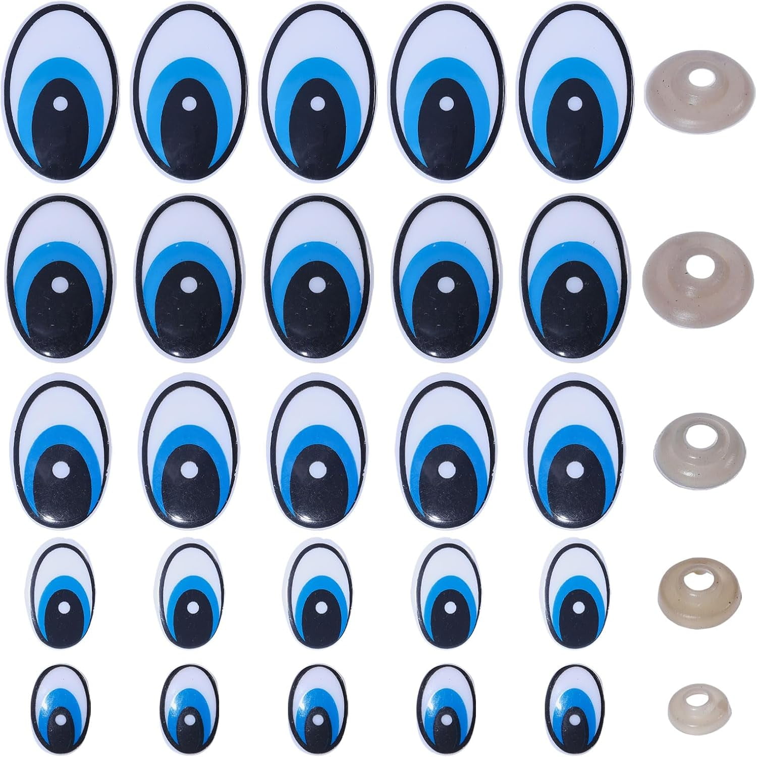 5 Sizes 130pcs Oval Safety Craft Eyes Plastic Doll Craft Blue Eye ...
