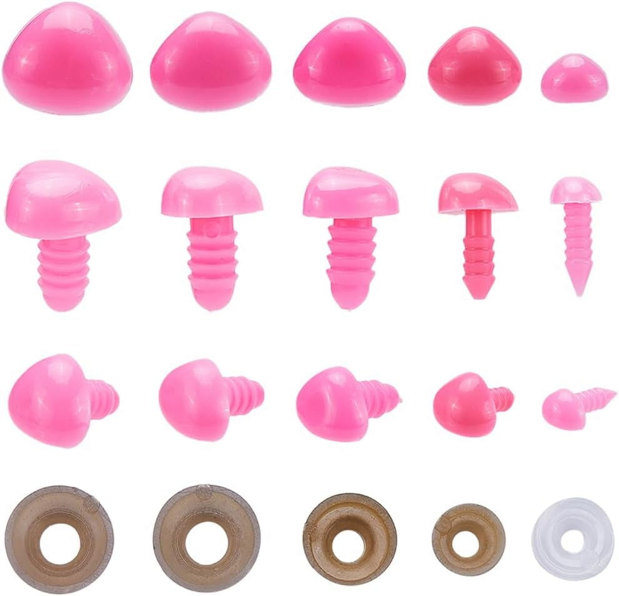 5 Sizes 150PCS Plastic Animal Safety Doll Noses with Washers Pink ...