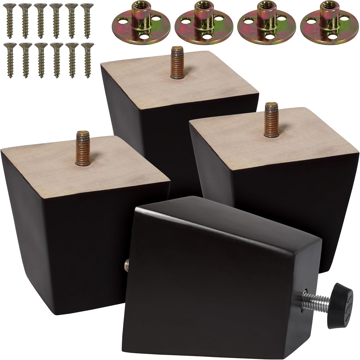 (5 Sizes: 3"-4"-5"-6"-8" Set of 4 Wood Furniture Legs - Square Sofa ...