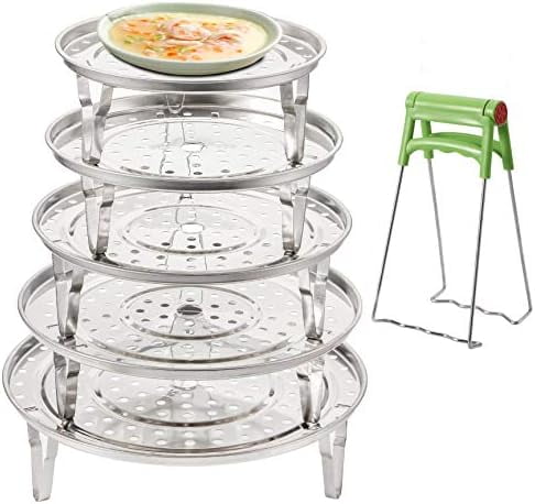 5 Sizes 304 Stainless Steel Steamer Rack, Pressure Cooker Rack & Cooling Rack with Detachable ...