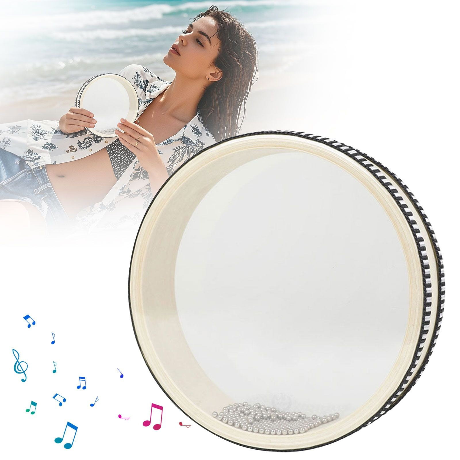 5 Sizes 4-12" Wave Bead Sea Drum Sea Sound Drum with Hardwood Shell ...