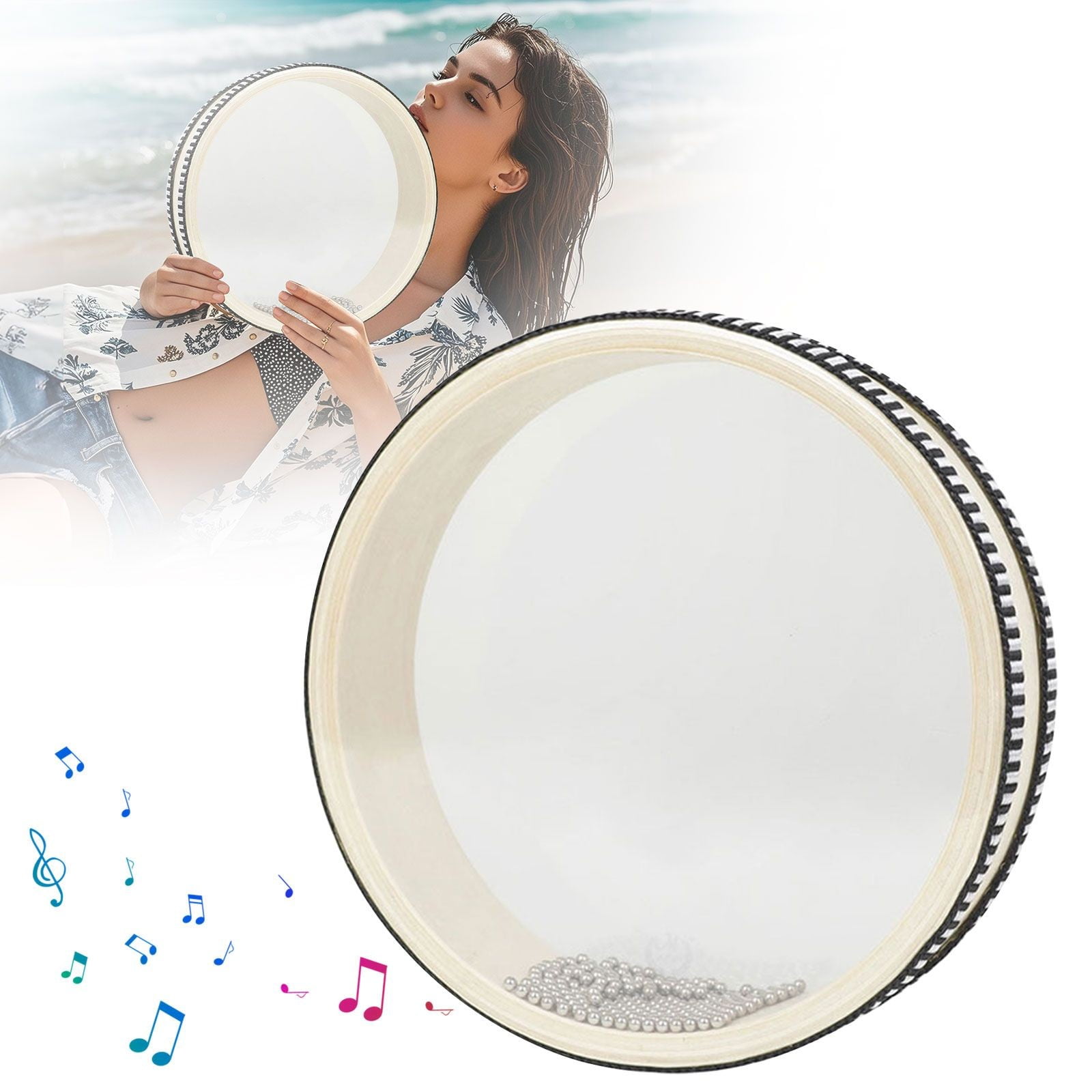 5 Sizes 4-12" Wave Bead Sea Drum Sea Sound Drum with Hardwood Shell ...