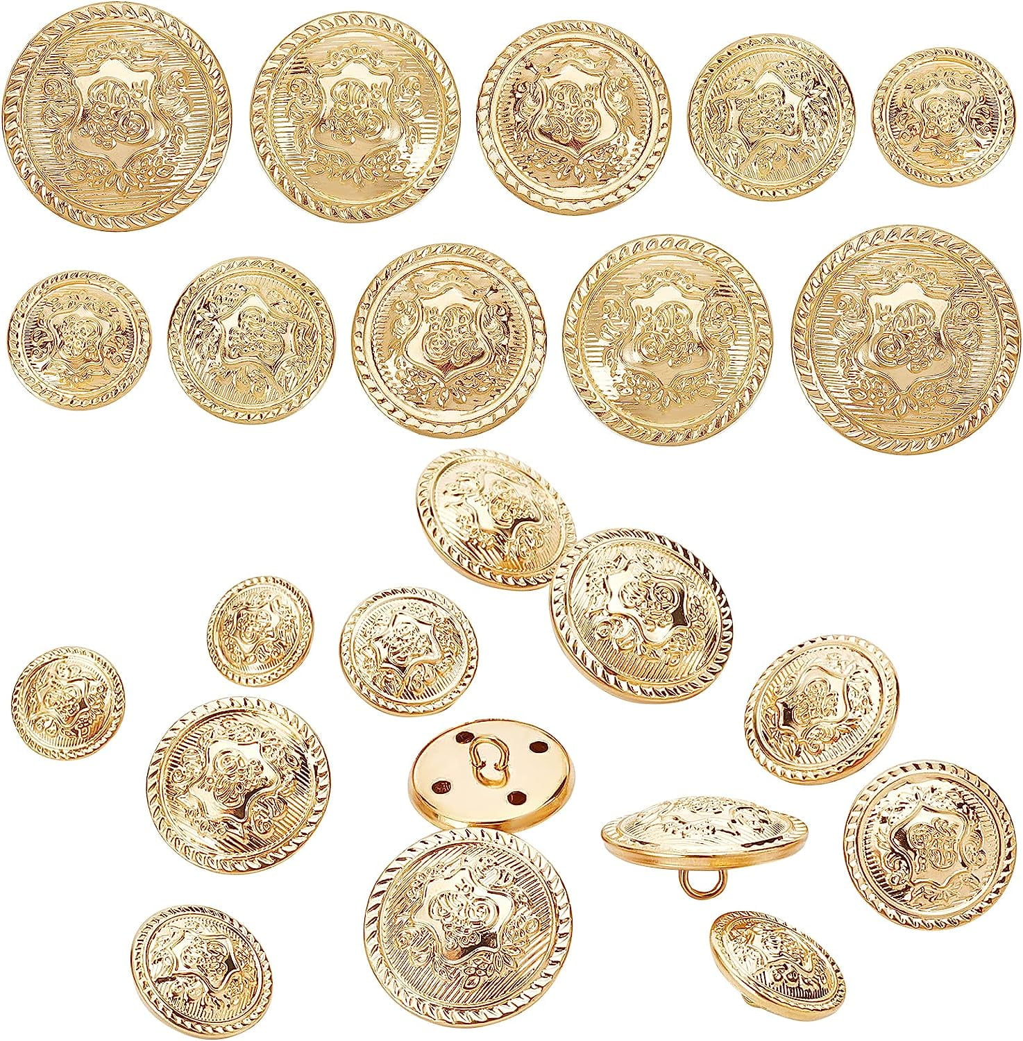 5 Sizes 40Pcs Metal Blazer Button Set Vintage Crown Shank Buttons ...