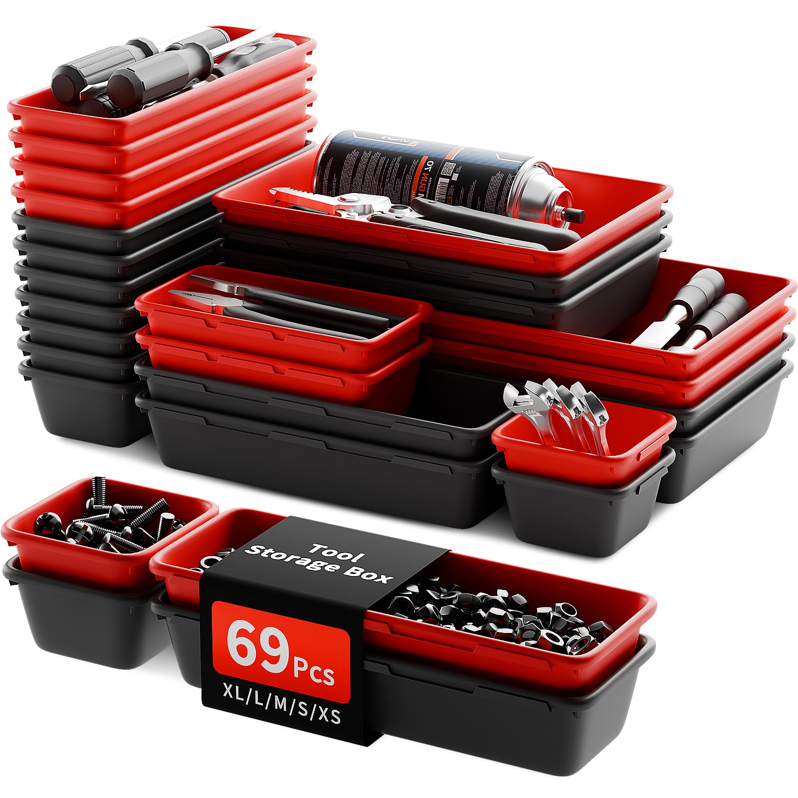 [5 Sizes] [69 PCS] Tool Drawer Organizer, Tool Box Organizer Tray, Desk ...