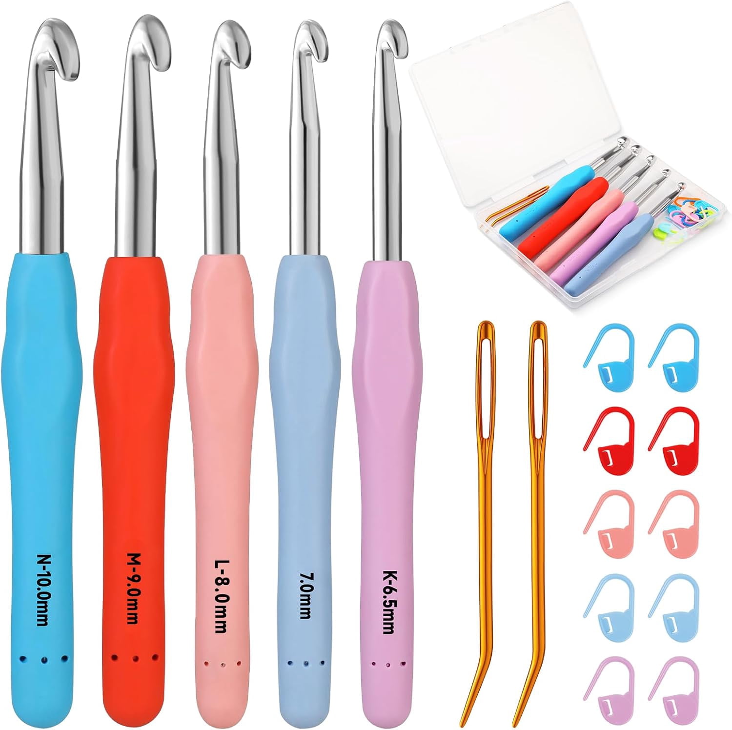 5 Sizes Crochet Hook Set, Large Crochet Hooks Yarn Kits Knitting with ...