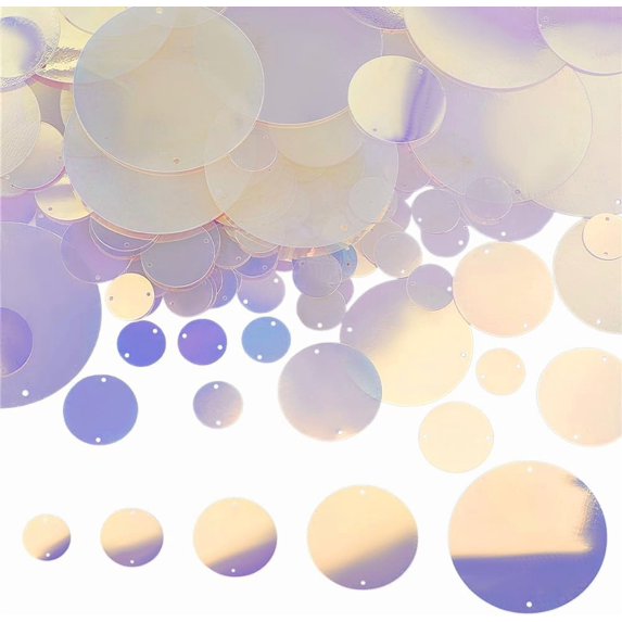 5 Sizes Flat Round Sequins 335pcs Loose Sequins Iridescent Sequins ...