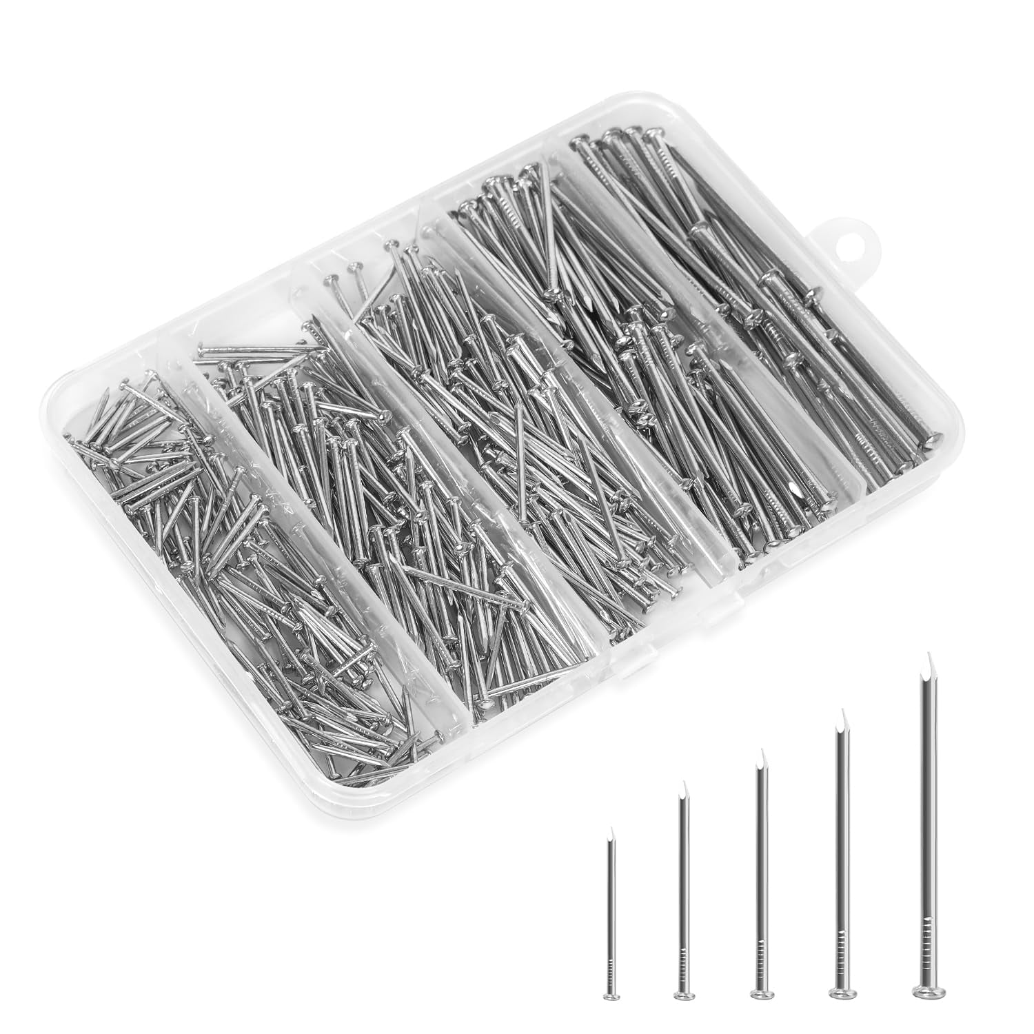 5 Sizes Hardware Nails Assortment Kit, Common Nails for Picture Hanging ...